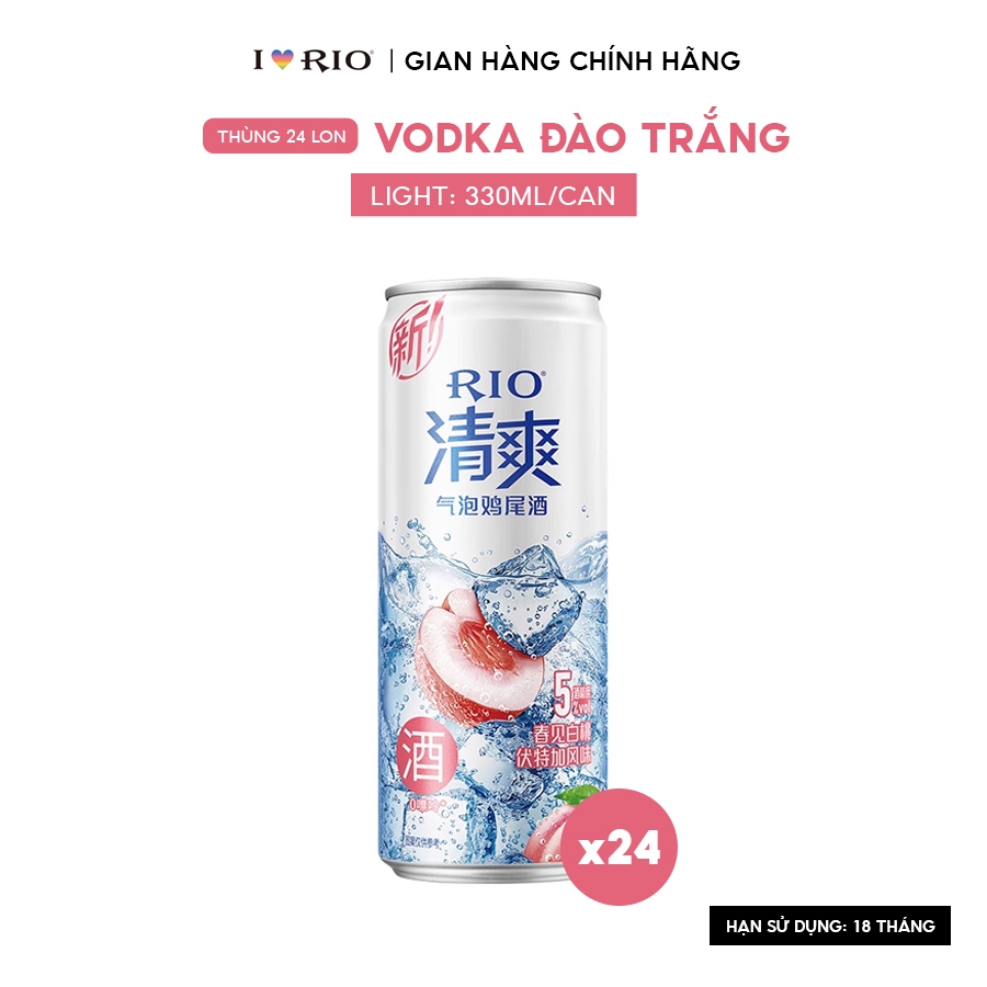 Rio Cocktail Sparkling vị Vodka Đào Trắng - Thùng 24 lon (330ml/lon) | Shopee Việt Nam