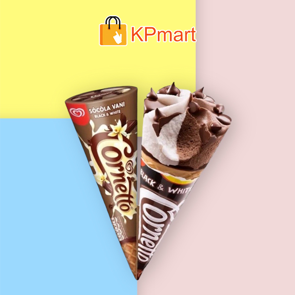 Kem ốc quế socola vani Wall's Cornetto Black & White 110ML | Shopee ...