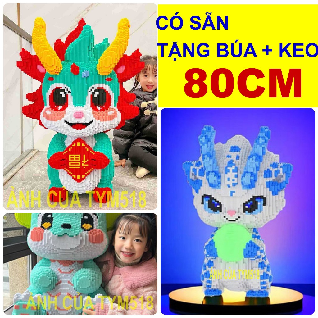 Xếp hình phúc long tiểu long 80cm 83cm 100cm 60cm (TẶNG BÚA+KEO) 1 mét kích thước lớn đồ chơi ...