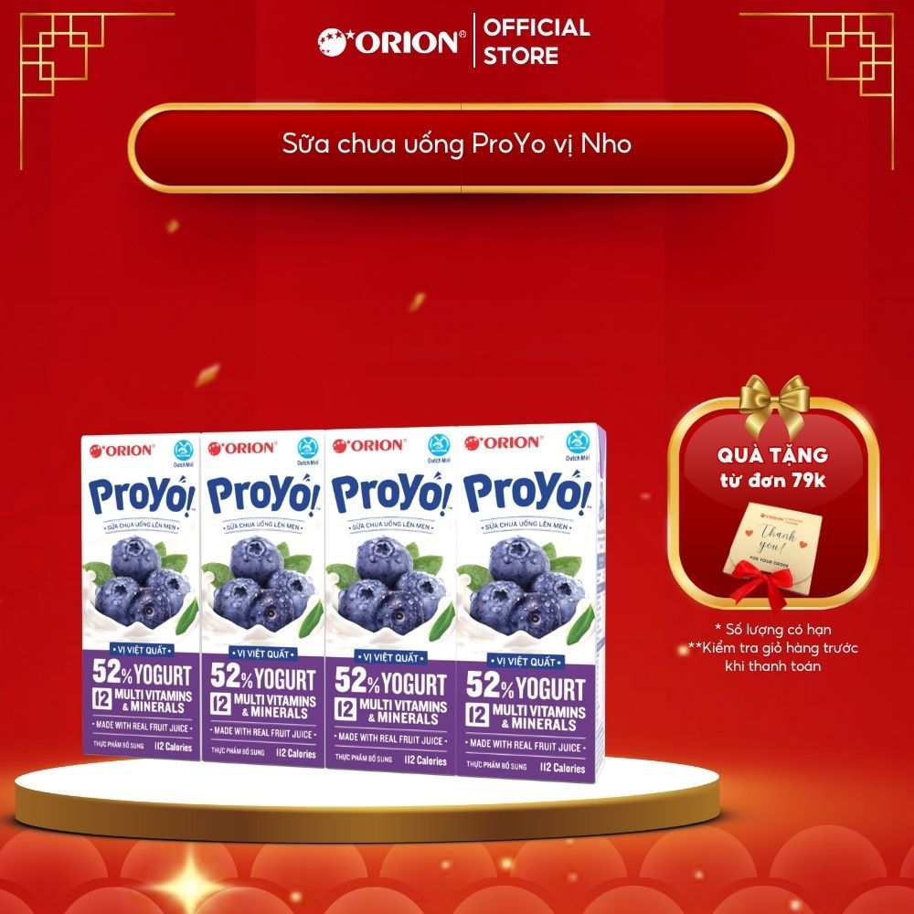Lốc 4 hộp Sữa Chua Uống ORION ProYo vị Việt Quất 180ML | Shopee Việt Nam