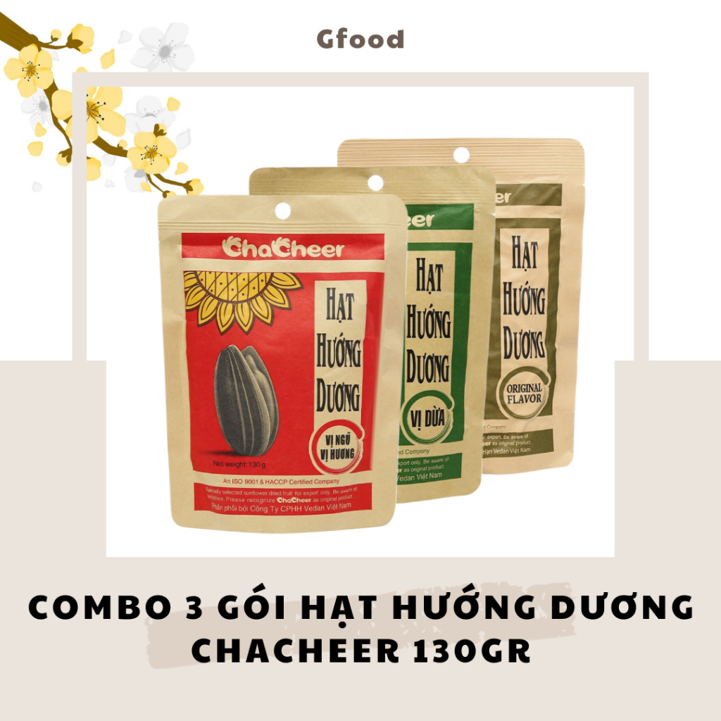 [COMBO 3 GÓI] ChaCheer Hạt Hướng Dương (Nguyên Vị, Ngũ Vị Hương, Dừa ...