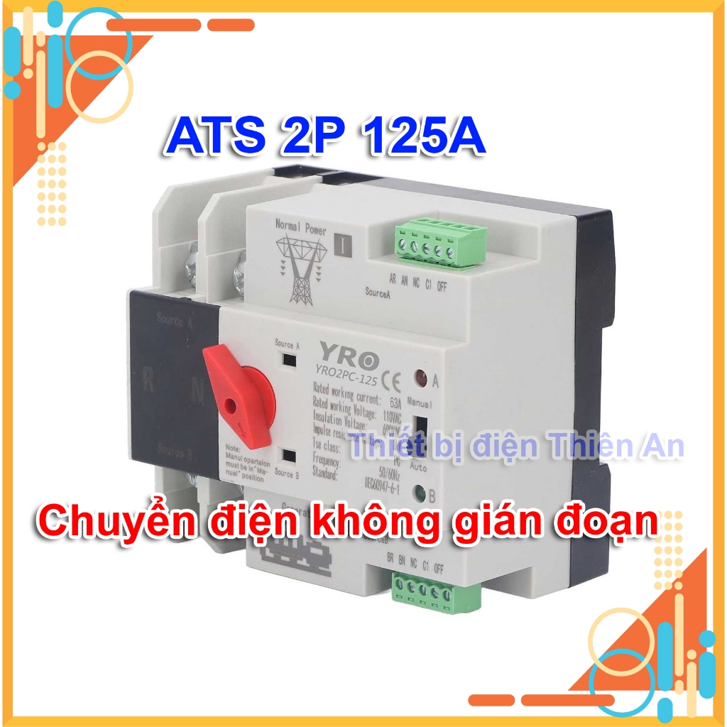 Bộ Chuyển Nguồn Tự Động ATS Không Gián Đoạn 125A YRO Chuyển nguồn không ...
