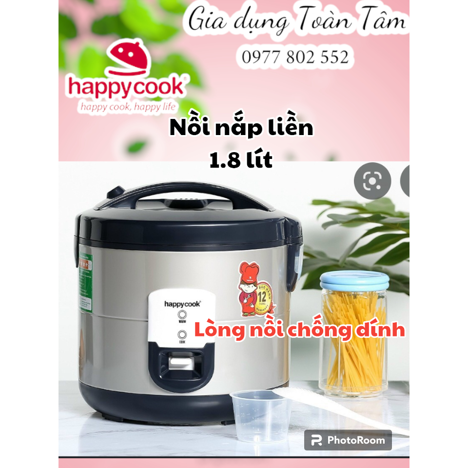 [Happy Cook] Nồi cơm điện 1.8 lít nắp liền, lòng nồi chống dính ...