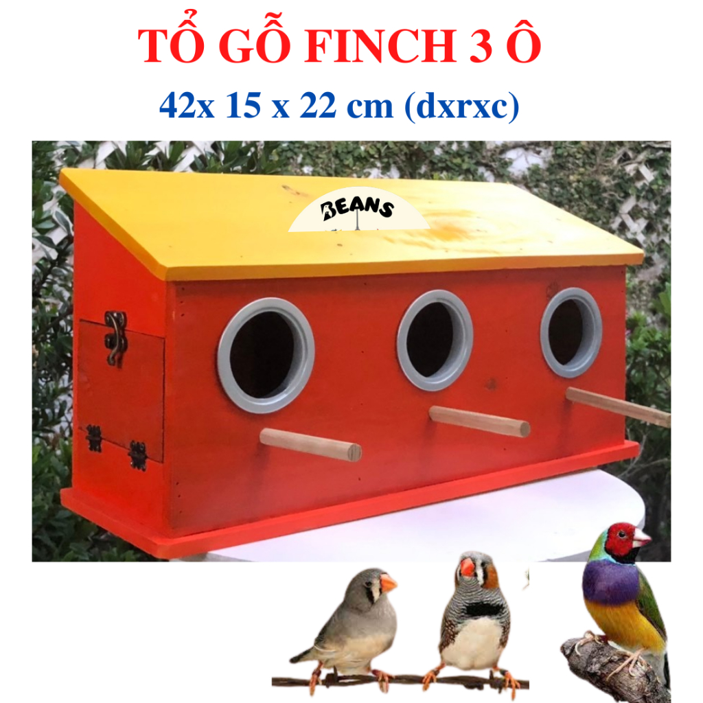 TỔ GỖ DÀNH CHO DÒNG CHIM FINCH (Manh manh, 7 màu, bạc má, sắc nhật ) 3 ...