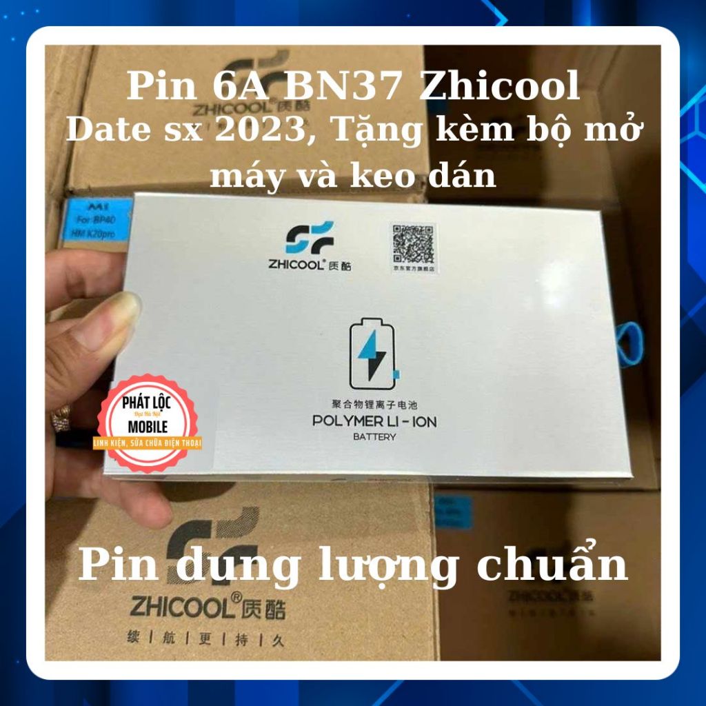 Pin Redmi 6A, Mã pin BN37 hãng Zhicool, Tặng kèm bộ tua vít mở máy, Bảo ...