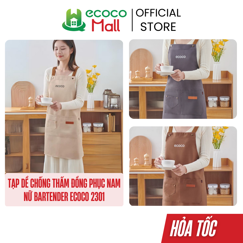 Tạp dề chống thấm ECOCO cao cấp pha chế chuyên dụng nhà hàng, đồng phục ...