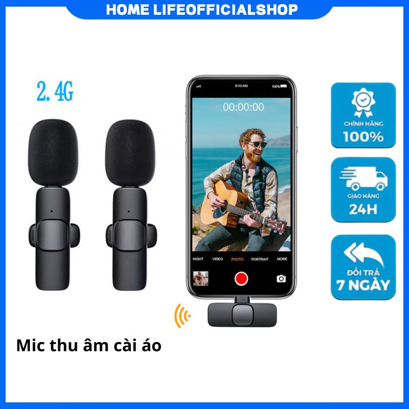 Mic Thu Âm Không Dây Cài Áo Lọc Tiếng Ồn Cao Cấp Livestream Quay Video ...
