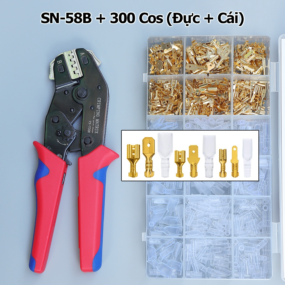 Bộ Kìm bấm cos VX-7CQK SN-58B và hộp 300 đầu bấm cốt đực và cái SN58B | Shopee Việt Nam