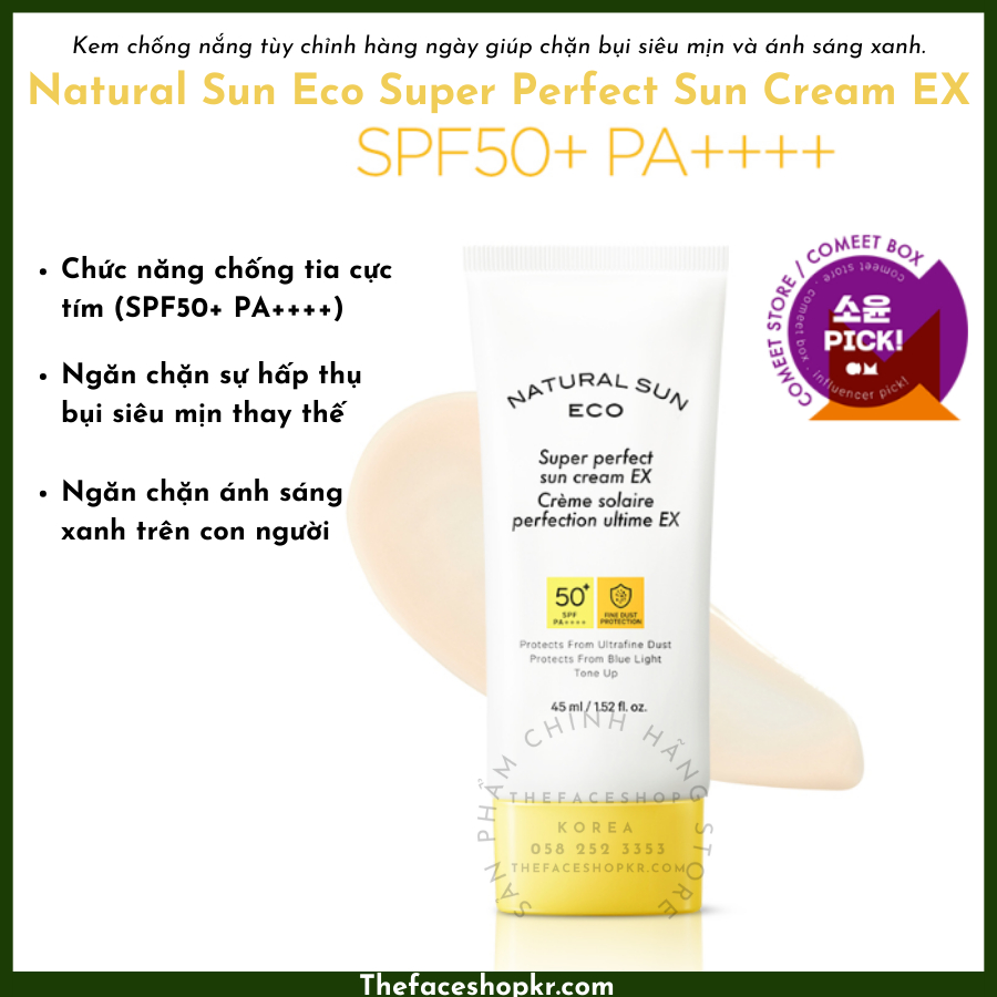 Kem chống nắng chống bụi mịn ánh sáng xanh THE FACE SHOP NATURAL SUN ECO SUPER PERFECT SUN CREAM ...