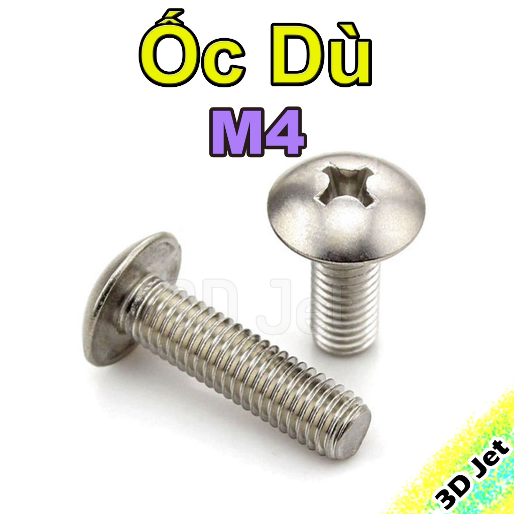 20 Ốc Dù inox 4 cạnh M4, oc du m4, bulong con tan, oc vit 4 canh, oc ...