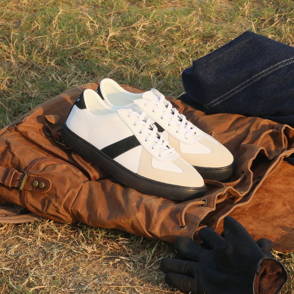 Giày GAT Shoes White Black Lucas, giày thể thao da bò thật, đế khâu cao ...