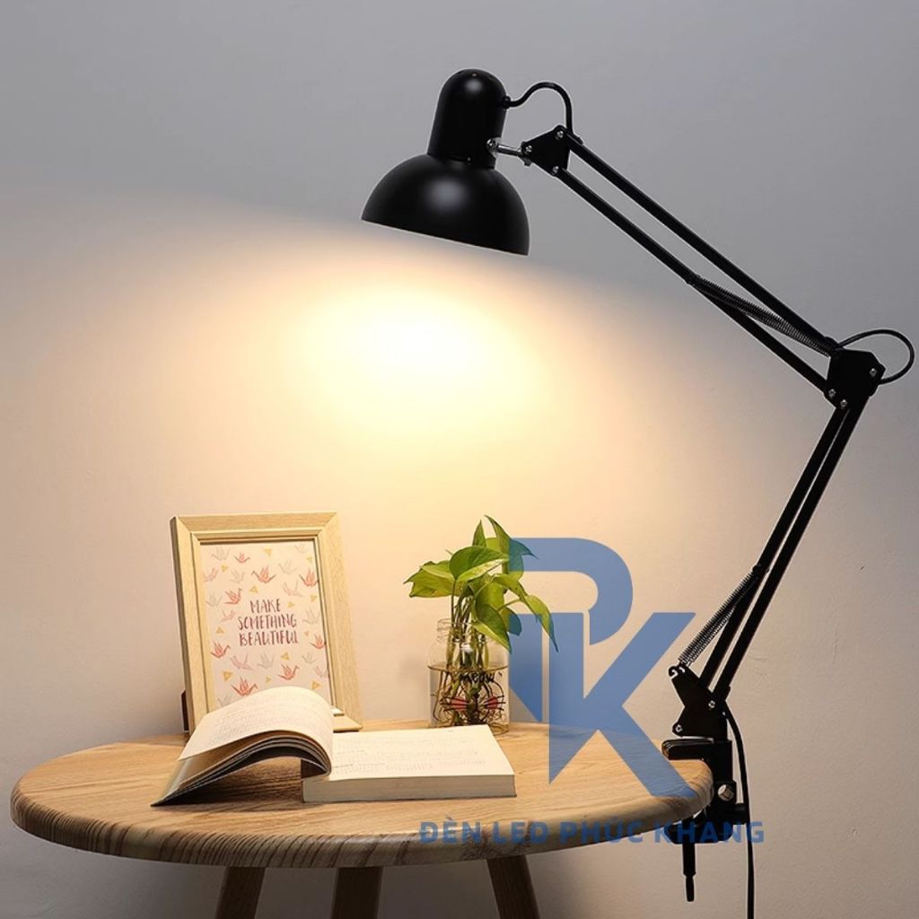 Đèn học kẹp bàn PK LIGHTING tay gập 37x37cm linh hoạt xoay 360 độ bóng ...