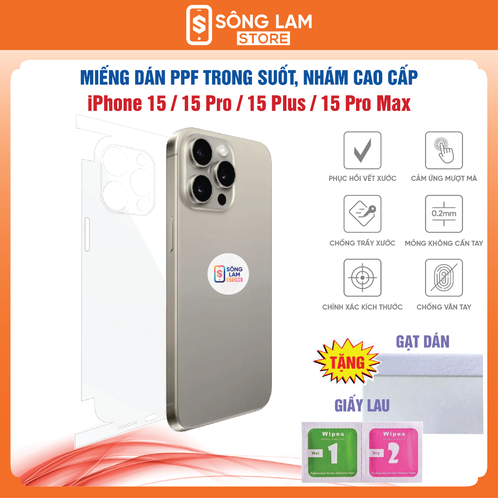 Dán PPF iPhone 15 Pro Max 15 Pro 15 Plus 15 bảo vệ màn hình chống vân ...