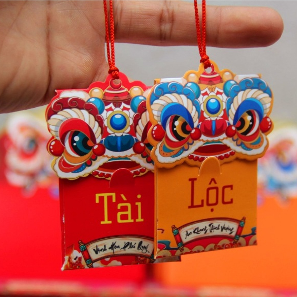 Set 10 Bao Lì Xì nhỏ mini treo cây mai-đào-bưởi dày cứng kèm dây treo ...