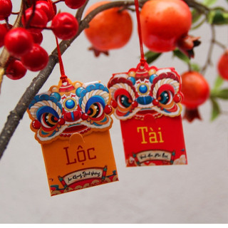 Set 10 Bao Lì Xì nhỏ mini treo cây mai-đào-bưởi dày cứng kèm dây treo ...