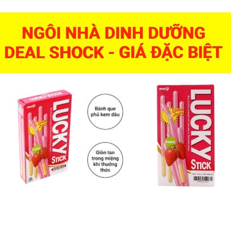Bánh Que Meiji Lucky Stick Phủ Kem Vị Dâu 45g | Shopee Việt Nam