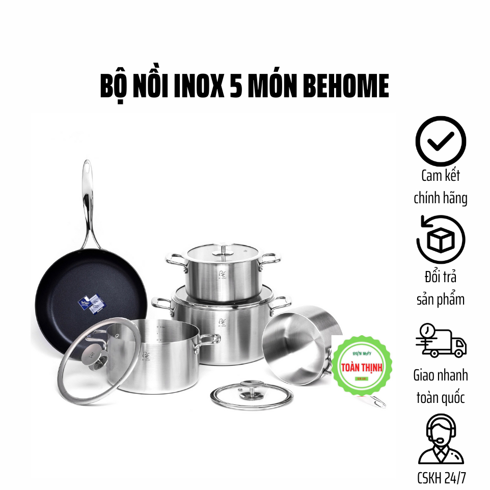 Bộ nồi inox 5 món BEHOME | Shopee Việt Nam