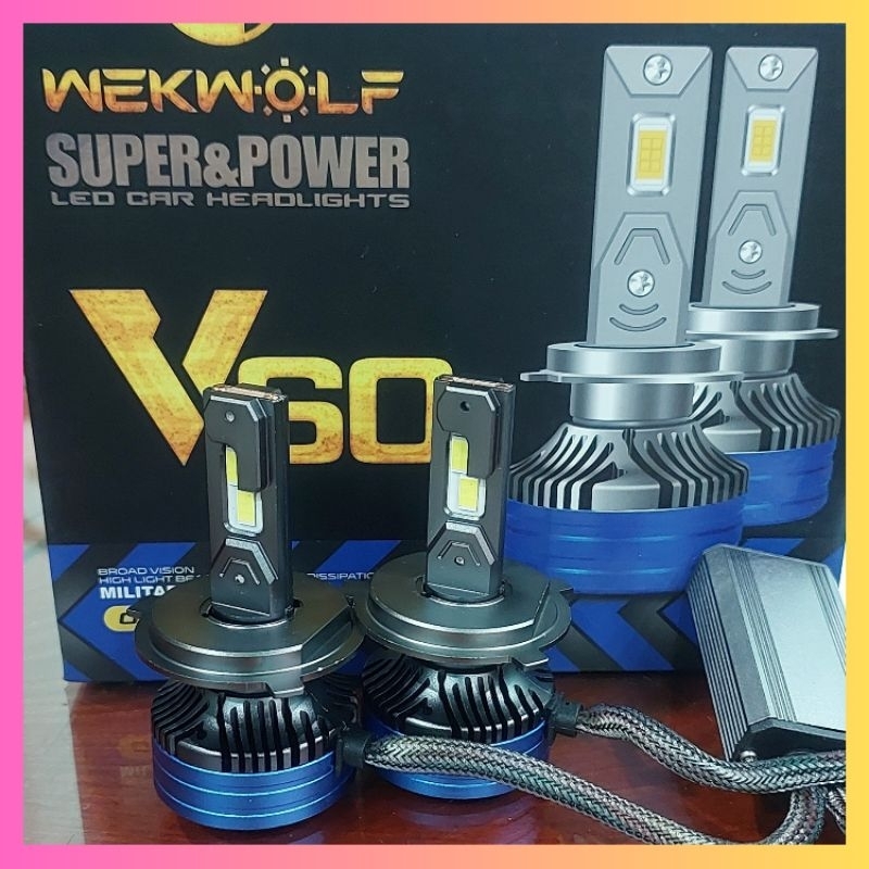 Đèn pha Led V60 Siêu sáng với 24 chip led công suất 120w, có đầy đủ các chân H1, H4, H7, H11 ...