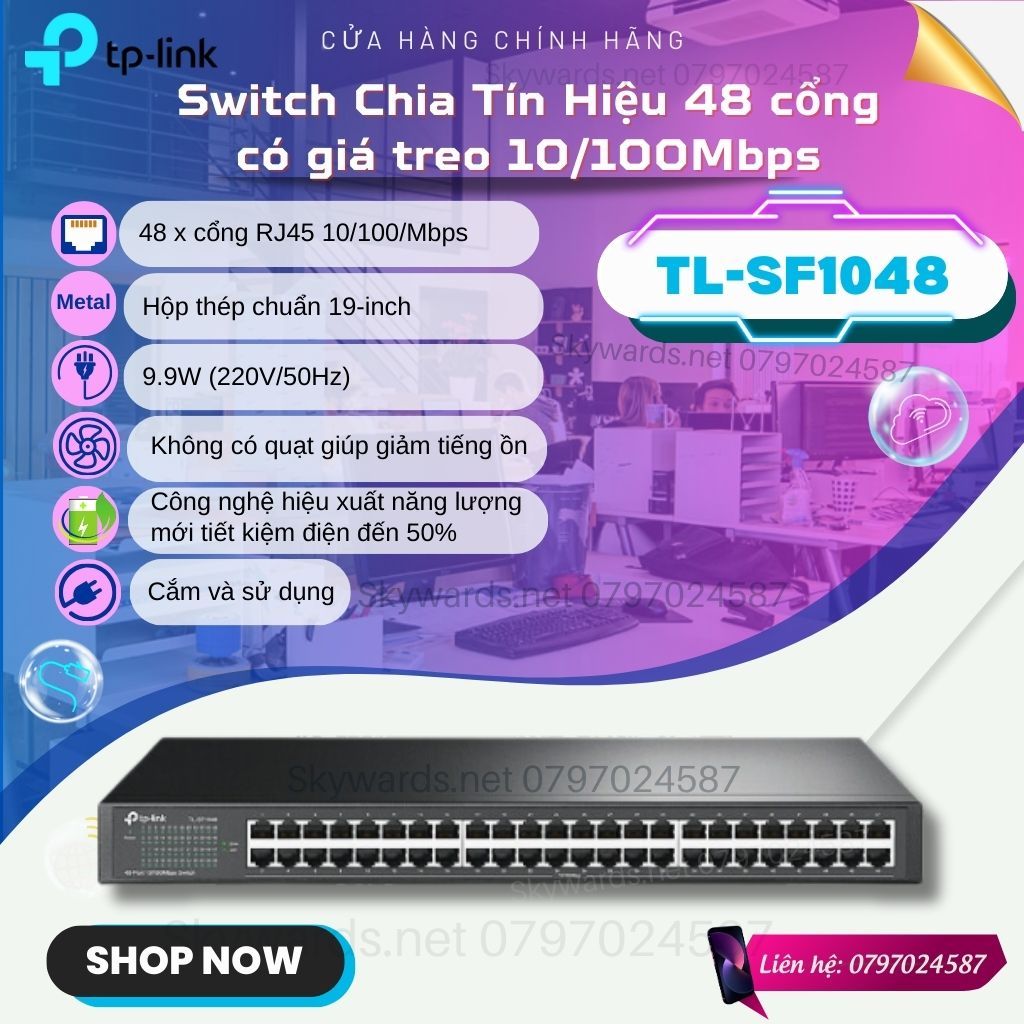Switch Chia Tín Hiệu 48 cổng có giá treo 10/100Mbps Tp-Link TL-SF1048 ...