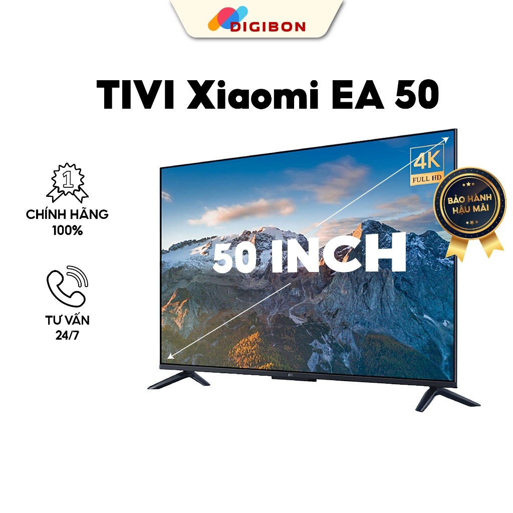 Tivi Xiaomi EA50 2022 Series - Màn hình 4K - Ram 1.5 Gb - Bộ nhớ 8 Gb - Tràn màn viền mỏng - Bảo ...