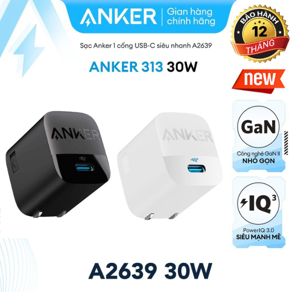 Sạc Anker 313 Sạc Nhanh Power IQ 3.0 30W Chuẩn MFI tích hợp PD/PPS ...