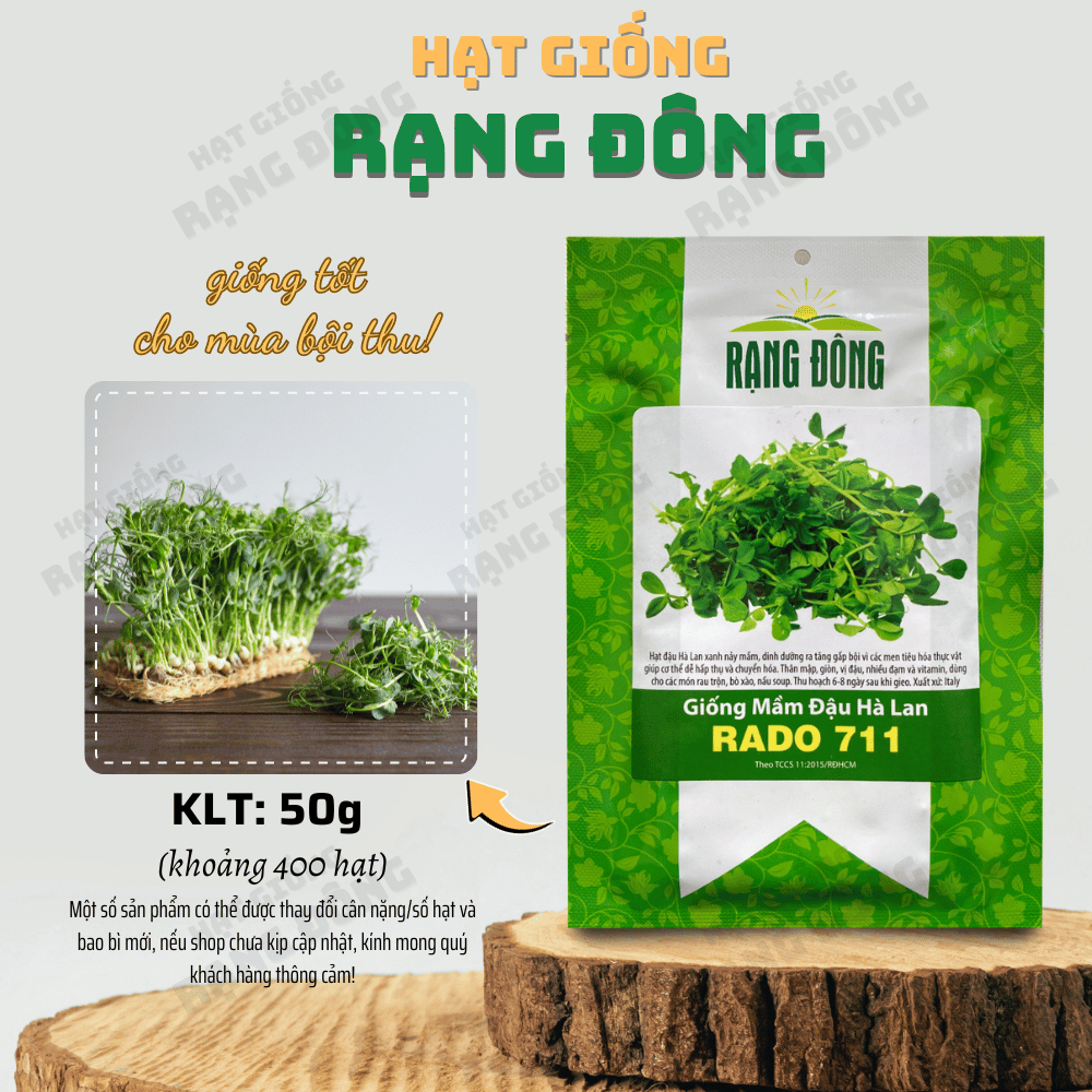 Hạt giống Mầm Đậu Hà Lan Rado 711 (50g~400 hạt) giòn ngọt, nhanh thu ...