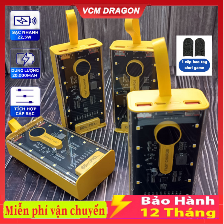 Sạc Dự Phòng Trong Suốt 20000mAh TZ07 Với 2 Cổng Sạc Nhanh 22.5w và PD ...