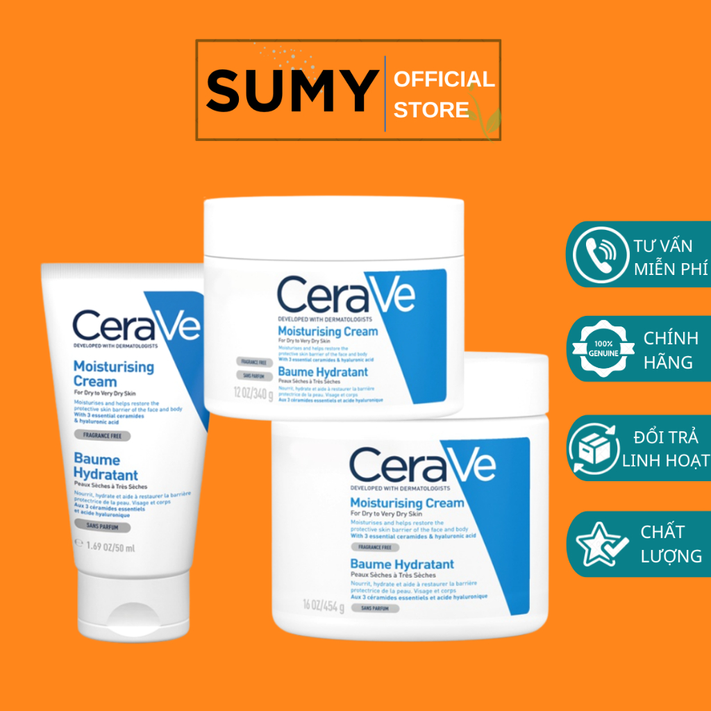 Kem Dưỡng Ẩm Cerave Moisturising Cream Dành Cho Da Khô 50ml 340g 454g ...