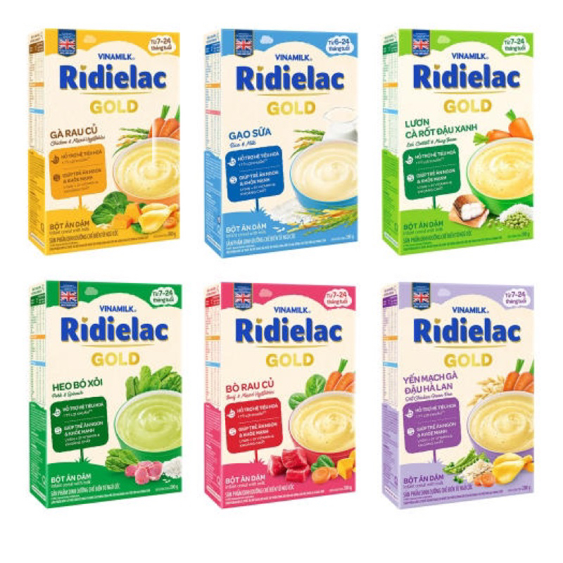 Bột ăn dặm Ridielac Gold Vinamilk Đủ Vị hộp giấy 200g | Shopee Việt Nam
