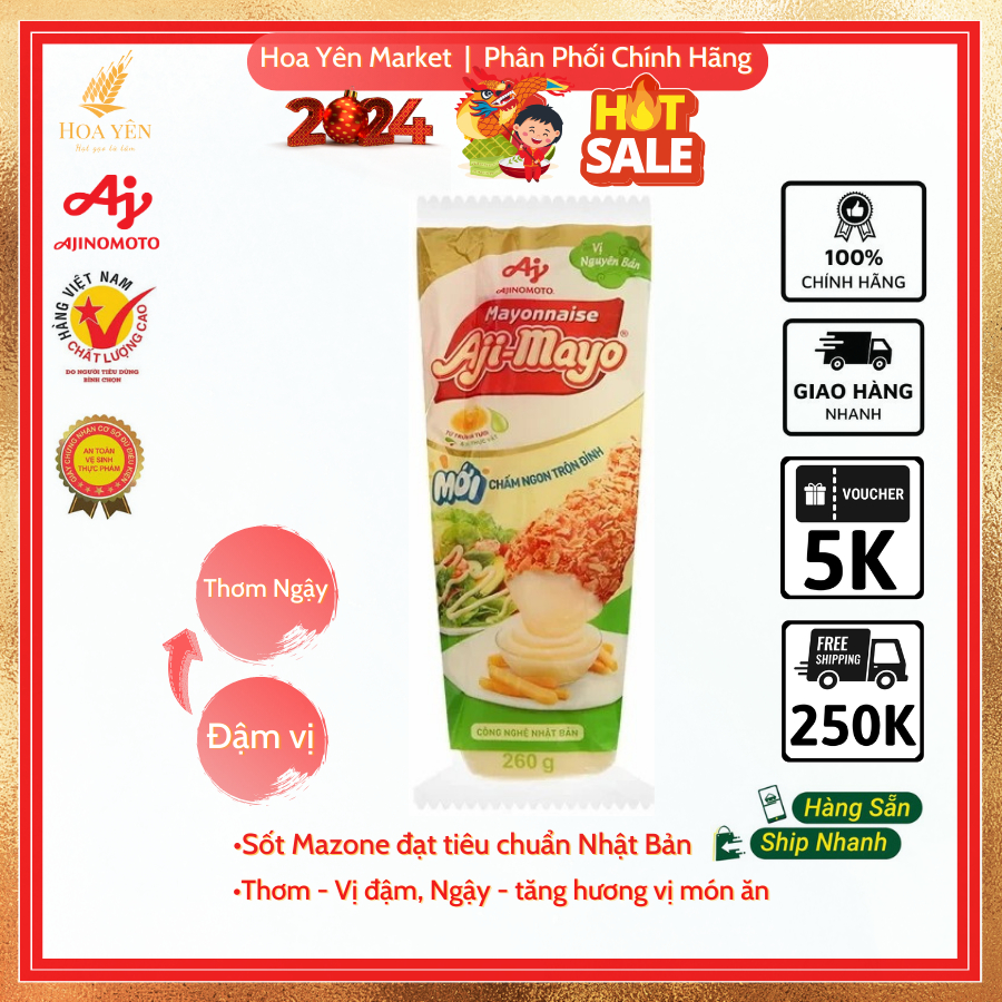 Sốt Mayonnaise Ajinomoto - Mayone - 260gr - Hoa Yên Market - Vị Chua Béo, Ngậy Vừa, Sốt Sánh ...