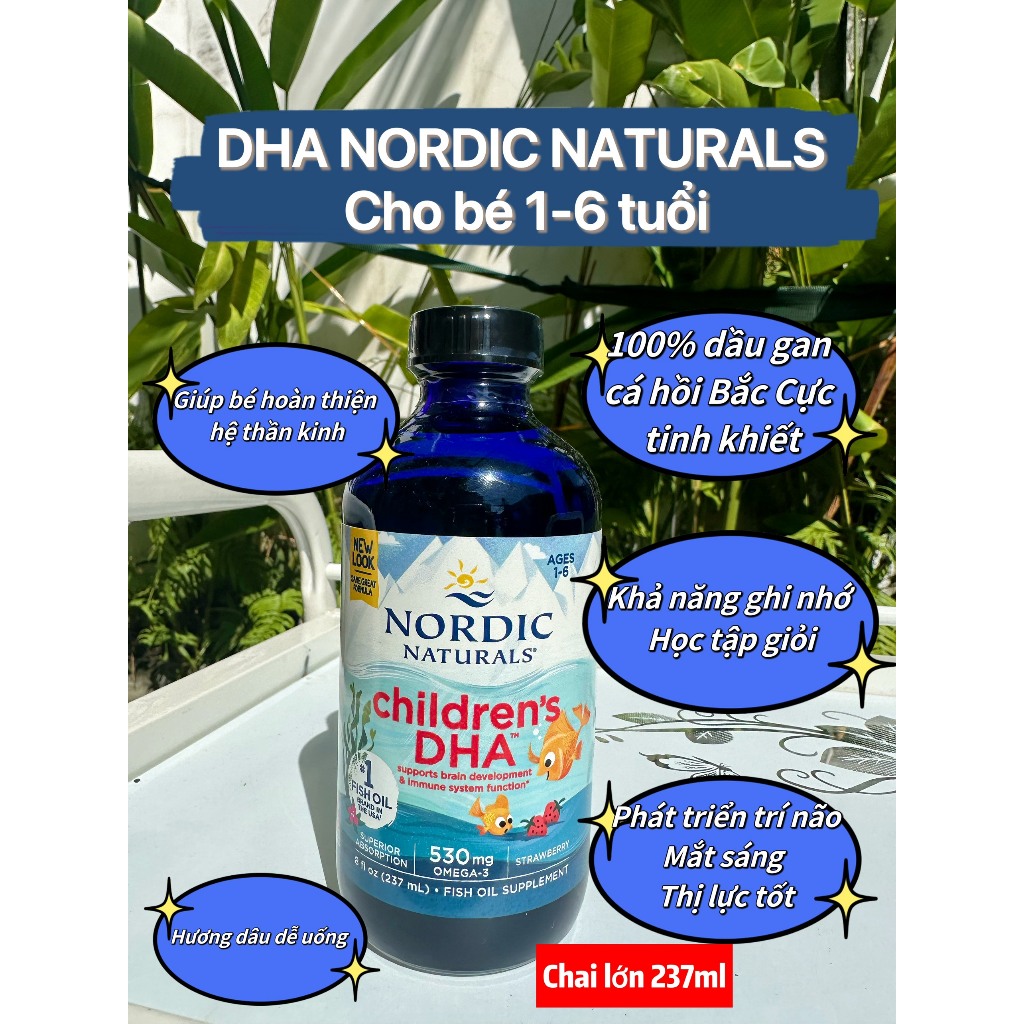 (Chai lớn 237ml) Siro bổ sung DHA cho trẻ từ 1 tuổi Nordic Natural ...