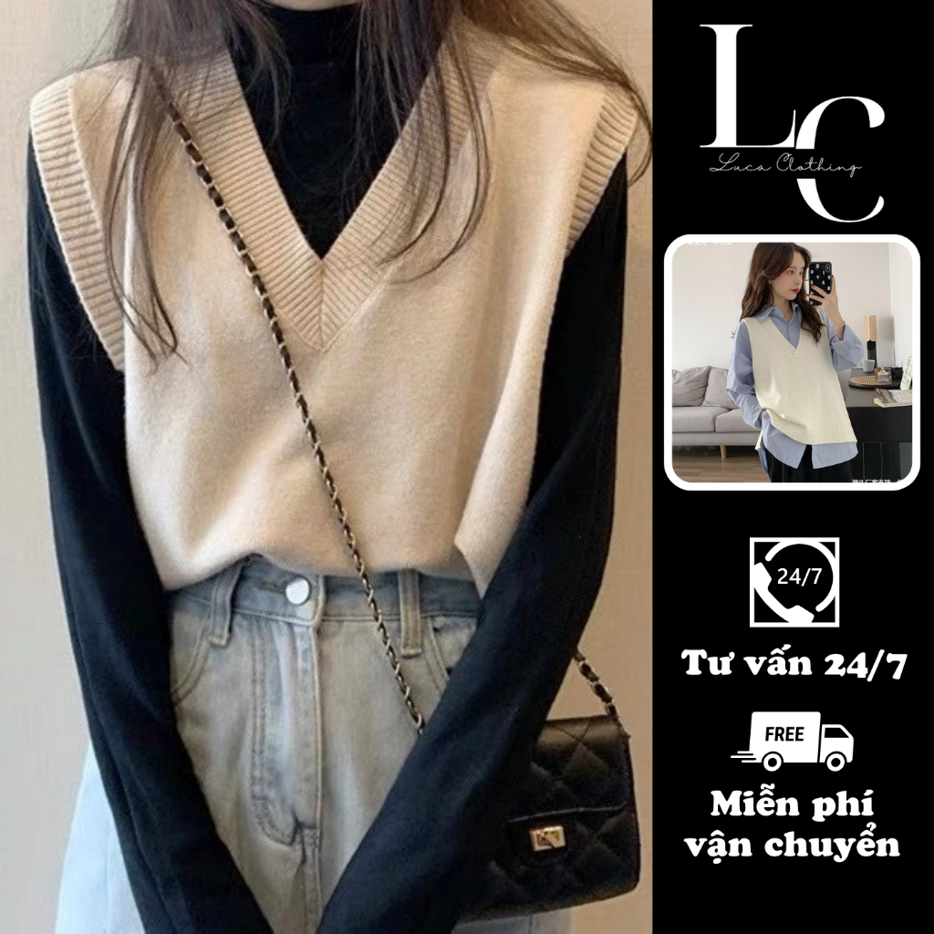 Gile trơn nữ xẻ tà chất len dệt dày hàng loại 1, Áo len ghile ulzzang ...