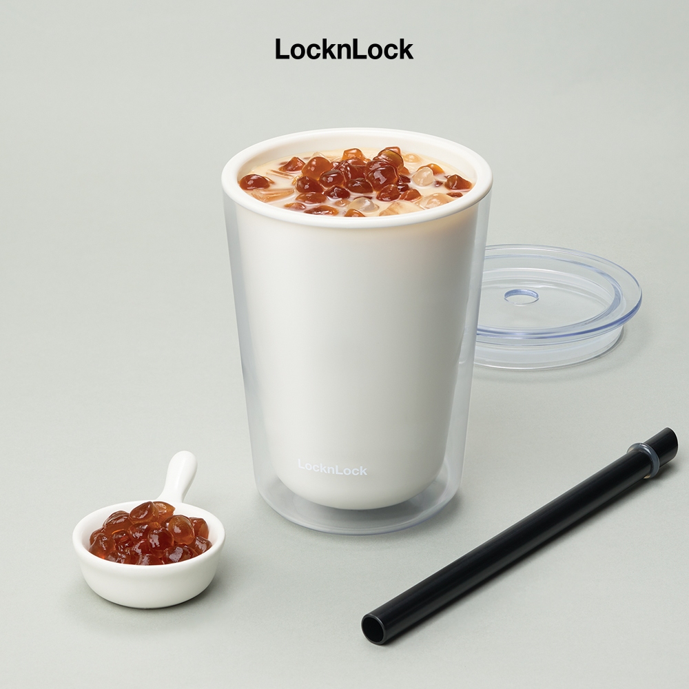 Ly nhựa 2 lớp LocknLock Bubble Tea Cold Cup 720ml HAP529 kèm ống hút ...