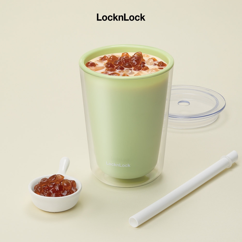 Ly nhựa 2 lớp LocknLock Bubble Tea Cold Cup 720ml HAP529 kèm ống hút ...