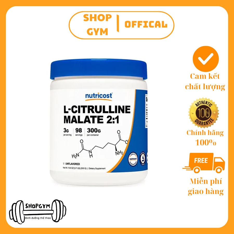 Bột Nutricost L-Citrulline Malate 2:1 Powder hỗ trợ bơm máu, Pump cơ ...