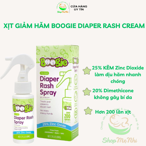 Xịt giảm hăm tả cho trẻ sơ sinh Boogie Diaper rash Spray 200 lần xịt ...