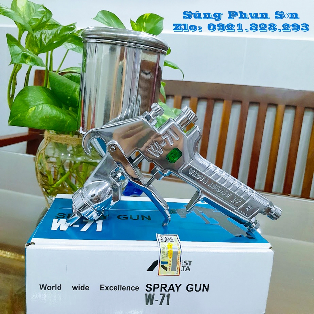 Súng phun sơn ANEST IWATA W71-21G hàng chính hãng. Bec 1.3 cốc inox có chân đứng 400ml | Shopee ...