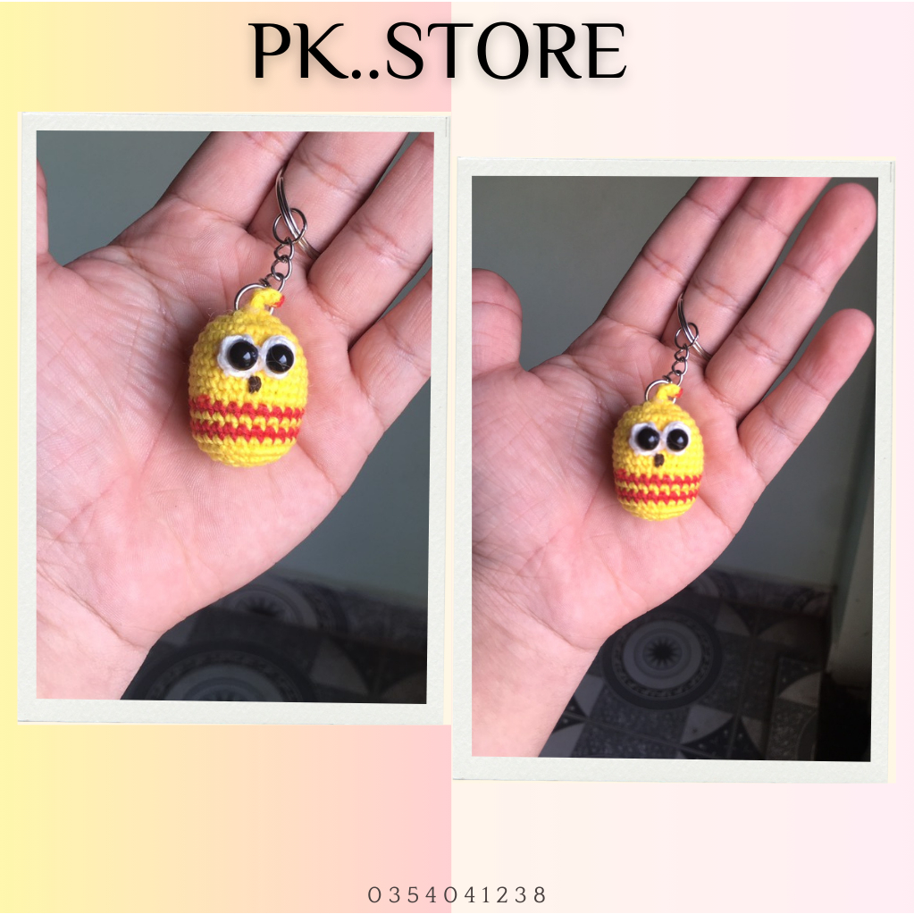 Móc khóa len, khoác chìa khóa sâu Lavar vàng tinh nghịch handmade ...
