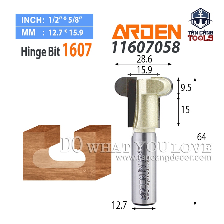 Mũi Router Đánh Tay Nắm J Arden 1607 28.6 x 9.5 mm Cốt 12.7 mm | Shopee ...