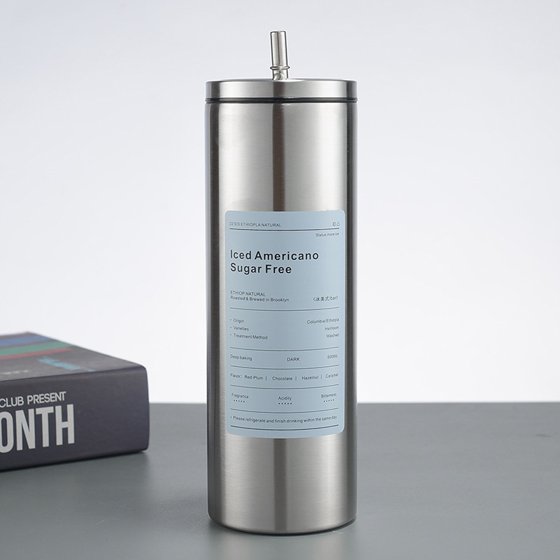 Ly giữ nhiệt iced americano inox 304 DÁNG CAO, bình giữ nhiệt dáng cao có ống hút tiện lợi ...