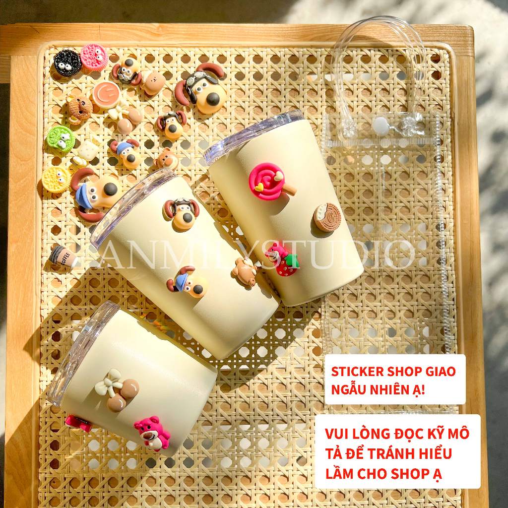 Cốc giữ nhiệt ANMILY CUP nhỏ gọn kèm hình dán gấu LOTSO dễ thương vật ...