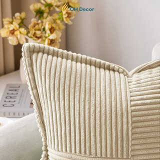 Gối sofa tựa lưng decor vỏ gối bao nhung tăm cao cấp bản bo viền trang ...