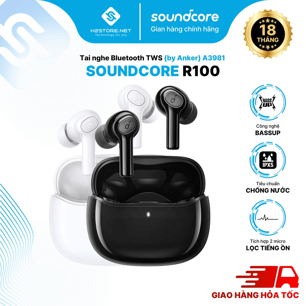 Tai nghe bluetooth SOUNDCORE (by ANKER) R100 True Wireless, 25 giờ nghe ...