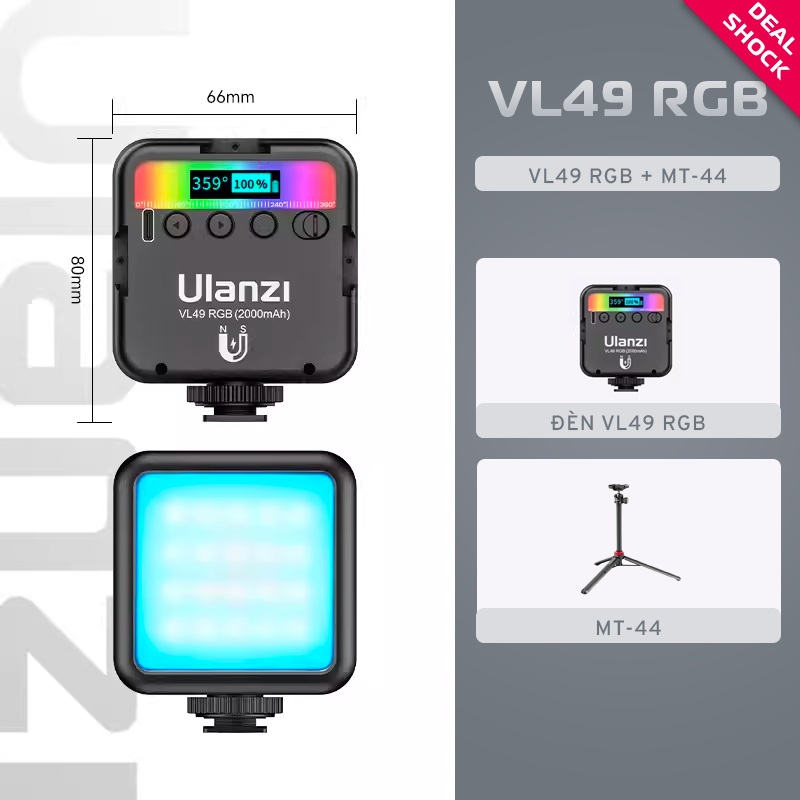 Ulanzi VL49 RGB - Đèn led Studio mini - Dãi nhiệt màu 2500 – 9000 Kevin ...