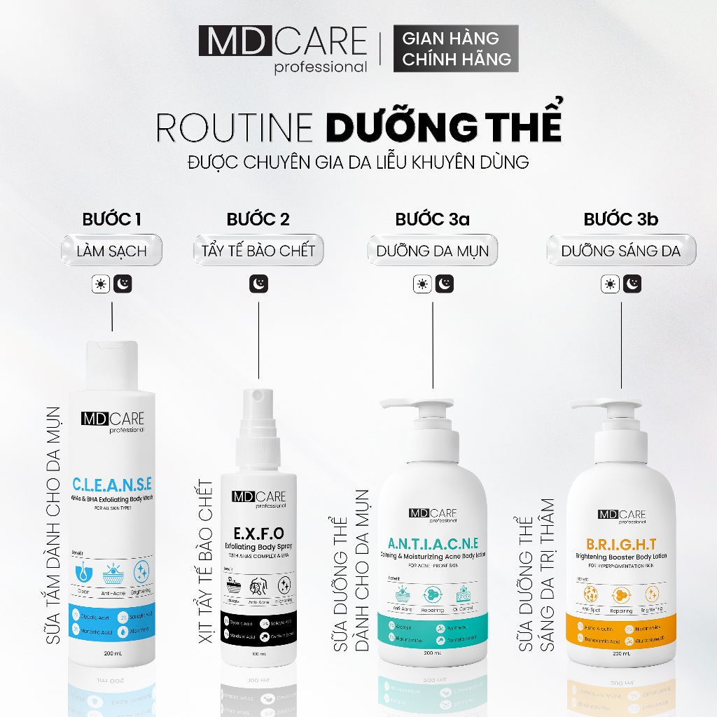 Xịt Tẩy Tế Bào Chết Toàn Thân AHAs & BHA MD CARE Exfoliating Body Spray ...