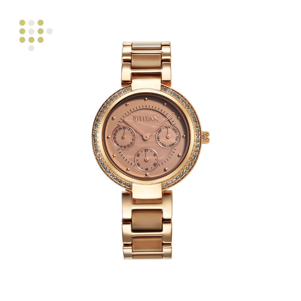 Đồng hồ nữ TITAN Ladies Purple 95187KD03 dây kim loại – Vàng hồng ...