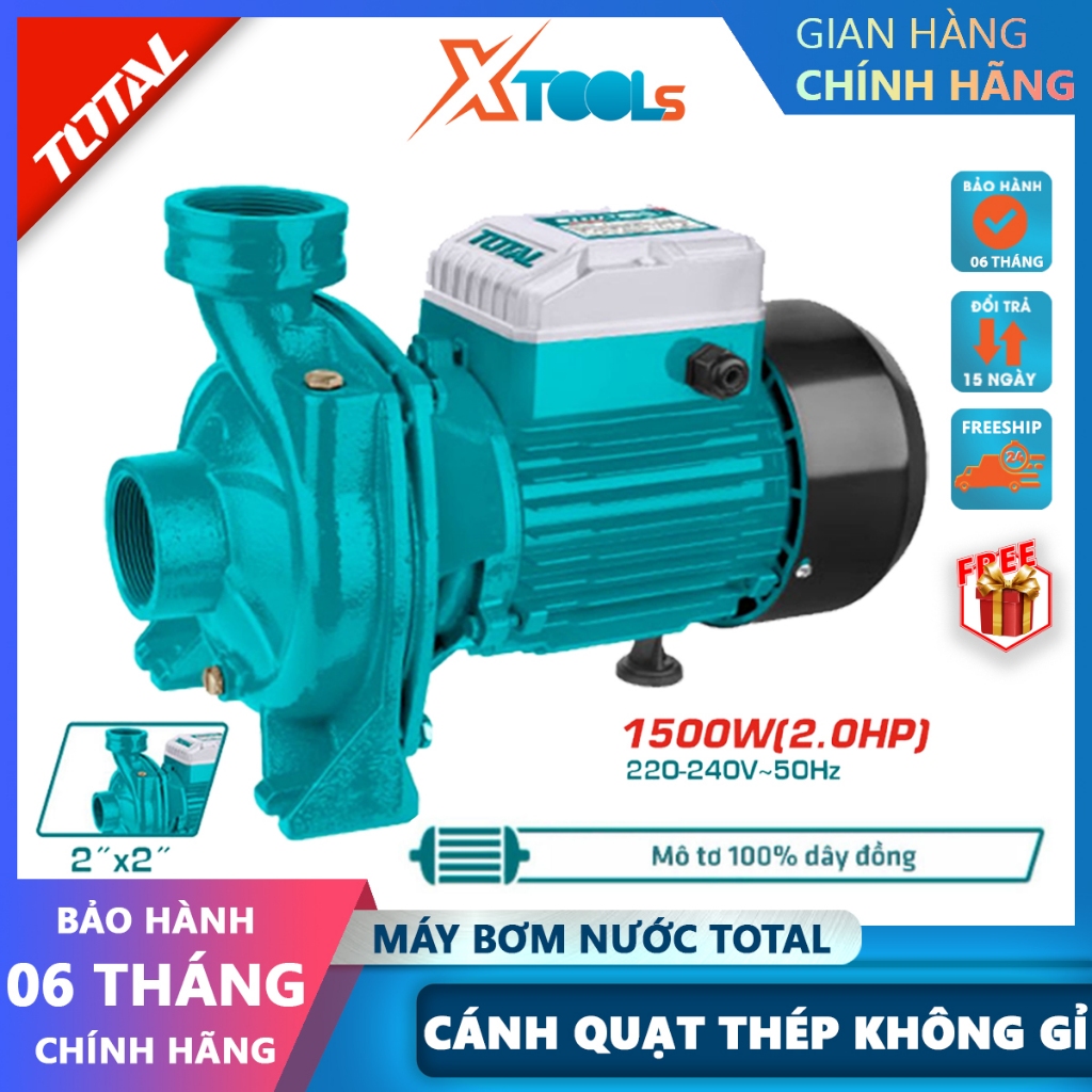 Máy bơm nước 2HP TOTAL TWP2150026 máy bơm nước đẩy cao công suất 1500W cánh quạt không gỉ mô tơ ...