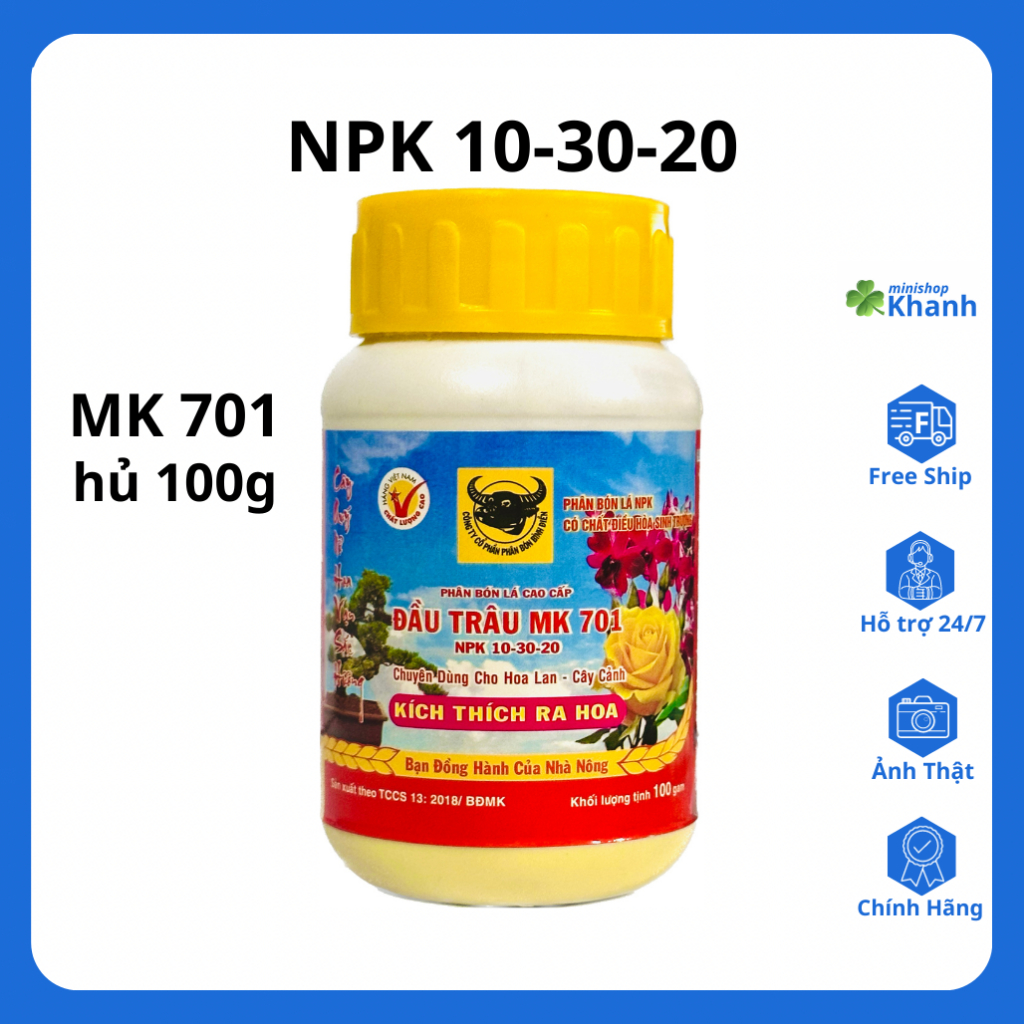 Phân Bón Lá Cao Cấp Đầu Trâu Bình Điền MK 701 NPK 10-30-20 - Kích Thích Ra Hoa, hủ 100g | Shopee ...