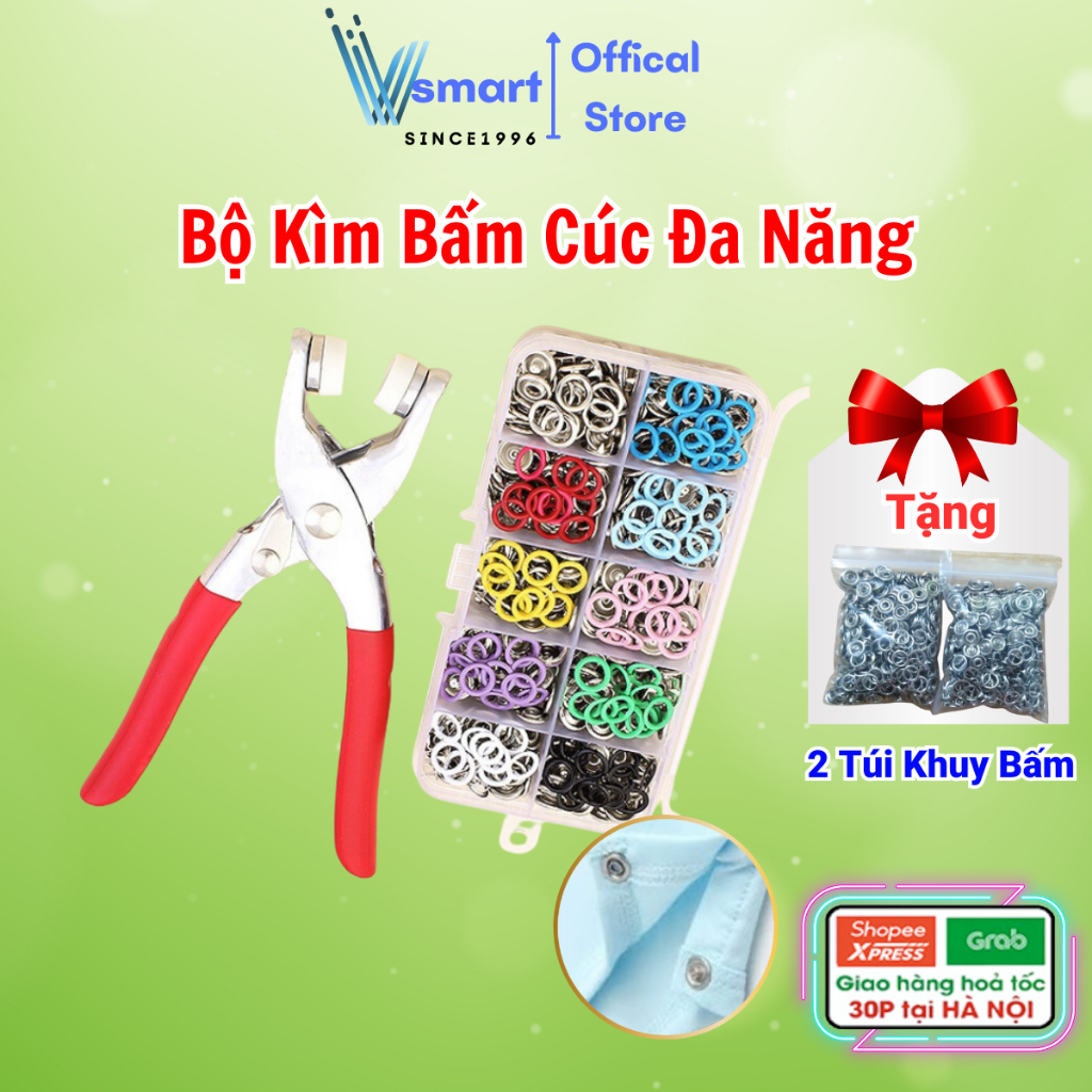 [TẶNG 150 KHUY BẤM] Kìm bấm khuy (cúc) quần áo, giày dép đa năng - Bộ ...