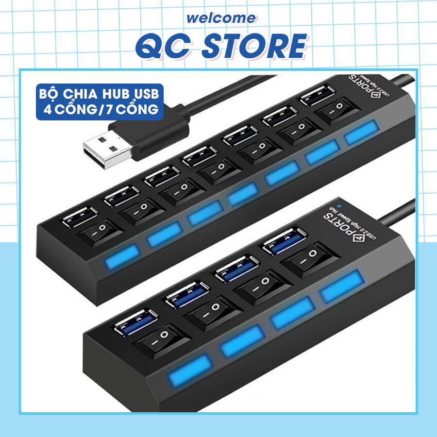 Hub USB chia cổng chuyển đổi 2.0 4 7in1/ 4in1 bộ chia USB có công tắc ...